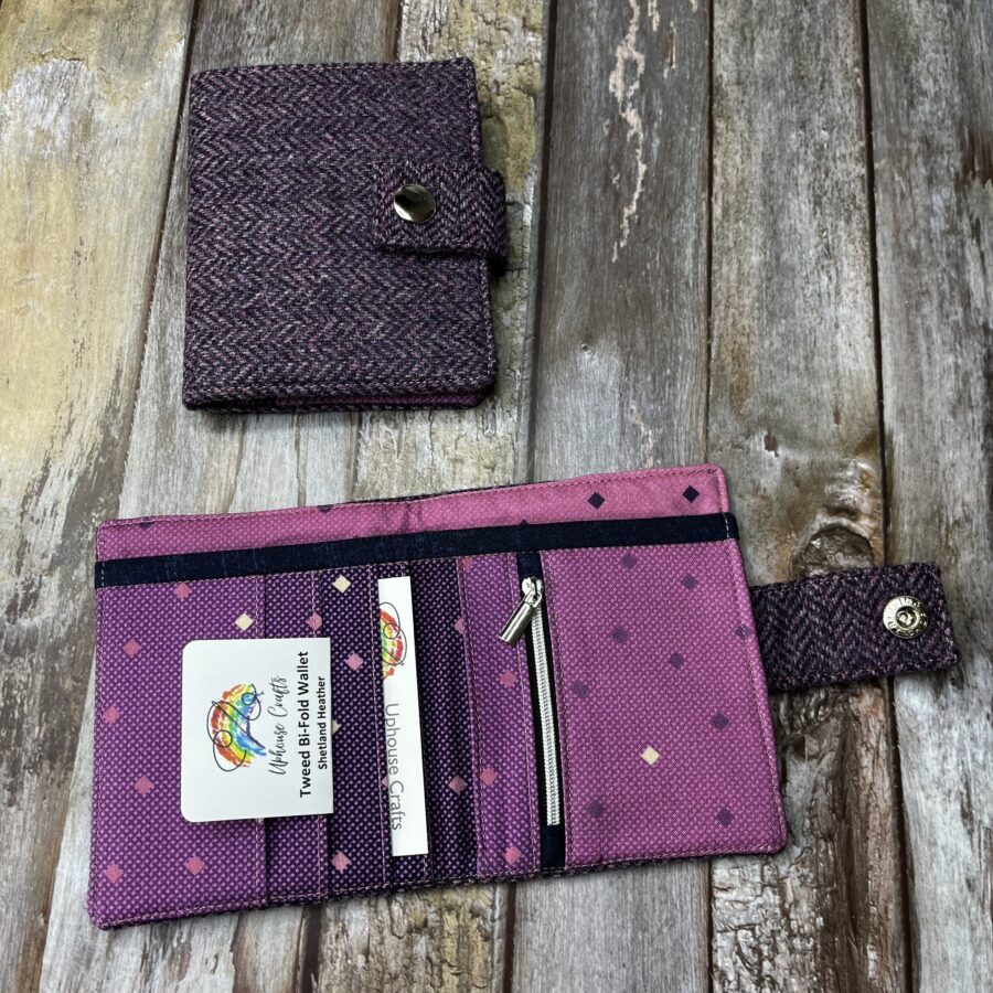Shetland Heather Wool Tweed Bi-Fold Wallet | Highland Hiddle